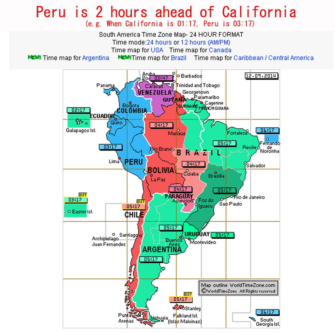 South America Time Zone Map - Map